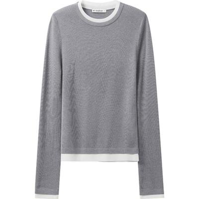 【播奥莱】播双色拼接圆领针织衫女秋季休闲毛衣DDR4SD5066