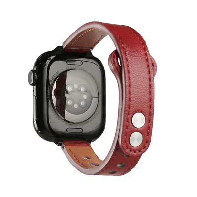 UHADA新款双扣皮质表带女生酒红