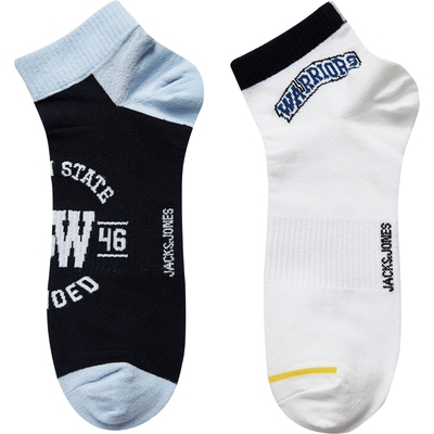 杰克琼斯春季NBA联名金州勇士队男士短筒logo字母提花两双装袜子