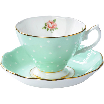 albert皇家波尔卡绿玫瑰咖啡杯