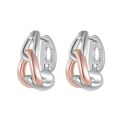 kitsh女金银撞色链条耳钉