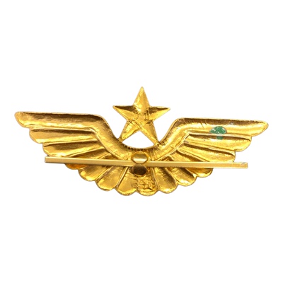 苏联空航大檐帽徽金黄飞翼五星