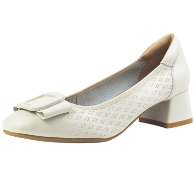 万里休闲单鞋真皮粗跟女鞋