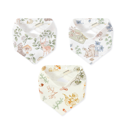 Mon Bouton新生儿口水巾防吐奶婴儿纱布三角巾围嘴围兜4条装