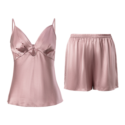 丝界女士100%桑蚕丝V领性感睡衣