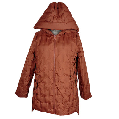 收腰羽绒服连帽流苏压花90%白鸭