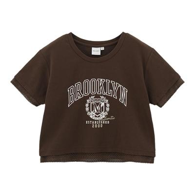 moussy甜酷休闲风蕾丝边短袖T恤