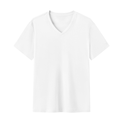 白小T水云棉V领男士T恤春夏新款
