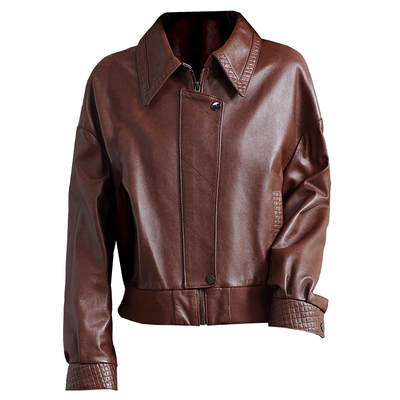 真皮植鞣头层绵羊皮夹克小外套女