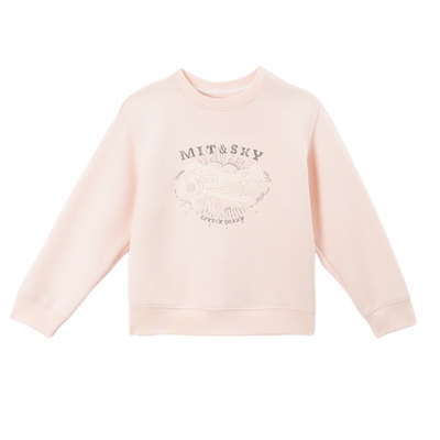 [亲子装]Mitti商场同款秋冬粉色卫衣五明治空气层保暖上衣女童