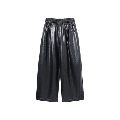 西町村屋简约风哈伦裤女装2025冬季新款柔软松紧腰皮裤XHAD10163