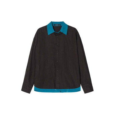 【假两件】Unvesno(UN)高智感松弛层次感叠穿撞色长袖男女款衬衫