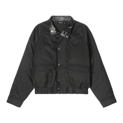 【90白鸭绒】Unvesno(UN)Barnfit 老钱风编织皮领拼接短阔羽绒服