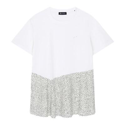 雅格狮丹T恤拼接休闲宽松纯棉