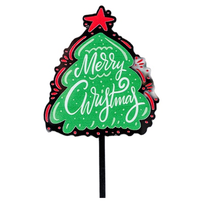 2026圣诞节雪花MerryChristmas亚克力蛋糕装饰插牌圣诞树蜡烛插件