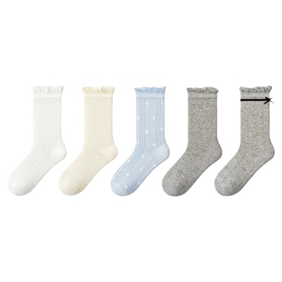 派米女春夏网眼薄款爱心中筒袜