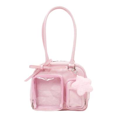 WEGO毛绒波士顿娃包甜美可爱手提包星星挂件时尚百搭谷子