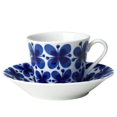 Rorstrand复古蓝蝴蝶咖啡杯盘