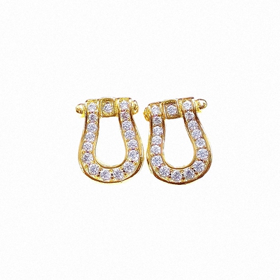 马蹄扣纯银钻石铂金ins耳环