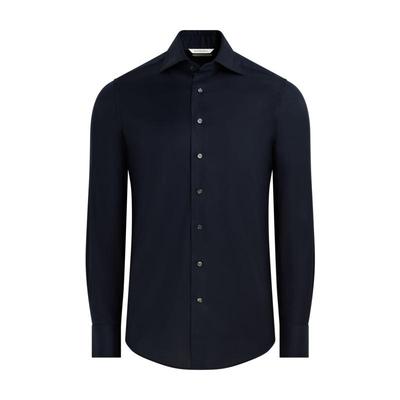 Suitsupply藏青色棉经典领衬衫