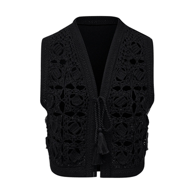 MSLAN慵懒手钩毛织马夹