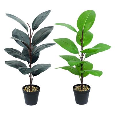 仿真橡皮树叶人造盆景植物黑金刚落地园林造景装饰盆栽摆件客厅