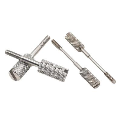 不锈钢一字槽滚花手拧长脚螺丝