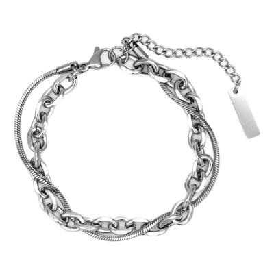 DEMONTEARS小众设计钛钢蛇骨缠绕双层手链男女潮个性情侣学生饰品