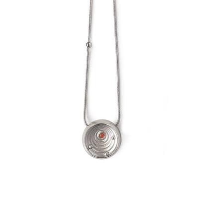 THING OF E【赤】系列 圆形内嵌宝石水波纹项链 高级感气质长项链