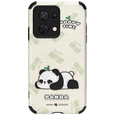悠闲小熊猫适用Reno10手机壳9小羊皮Reno8保护套oppoReno7Pro+可爱6女款5K网红爆款OPPO全包防摔硅胶新款创意