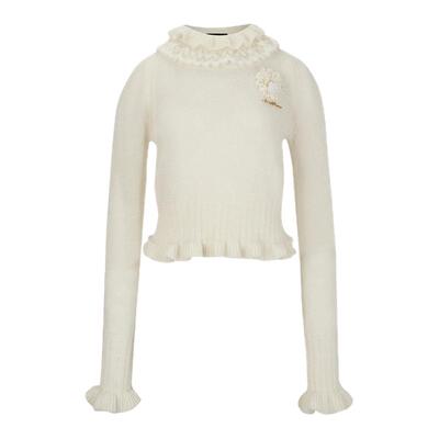 ARTE PURA 2025秋冬新款马海毛花苞领毛织上衣女设计感毛针织衫