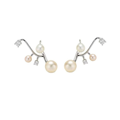 Dopamine Vault」盈时白.不对称满天星悬浮珍珠耳环简约百搭耳钉