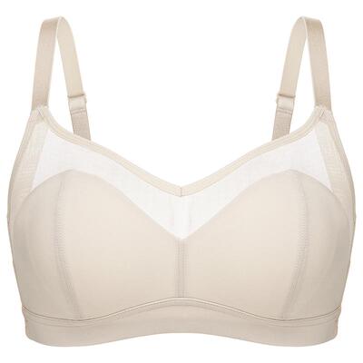 大胸显小复古拼接光面文胸