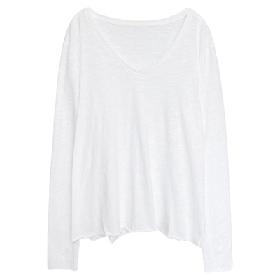 V领长袖T恤女薄款纯色防晒衫