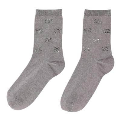 SANDRO Outlets秋冬女士法式时尚简约灰色双S仿钻图案中筒针织袜