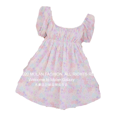 For Love and Lemons 甜美风渲染碎花泡泡袖公主裙度假连衣裙