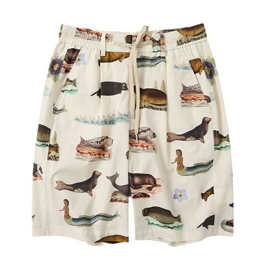 WTW短裤日系休闲满印印花休闲裤