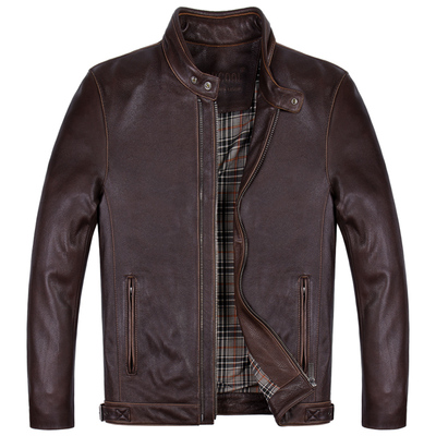 PERCOOL欧美风男士真皮皮衣外套