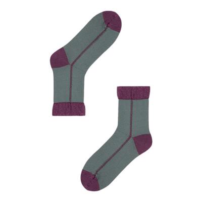 AlmondRocks亮光丝花边短袜无骨袜2026拼色新款袜子配玛丽珍鞋女