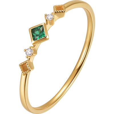 明牌珠宝18K金森系小方糖戒指