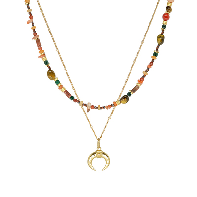 LAZYCIRCLES月牙牛角套组项链