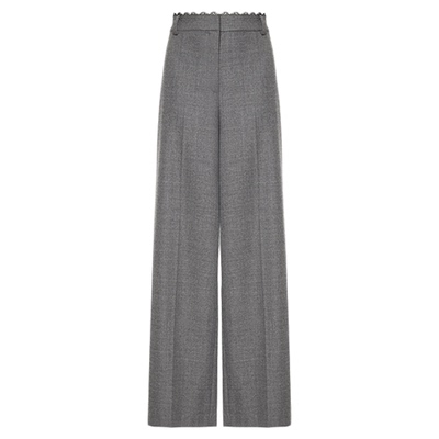 【商场同款】HPLY荷比俪2025冬新款绵羊毛腰头蕾丝拼接西装休闲裤