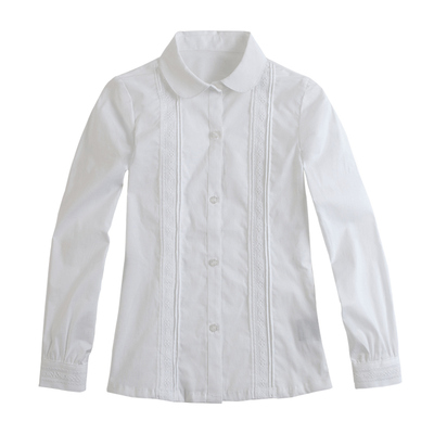 学生长袖衬衫女童衬衣翻领圆领