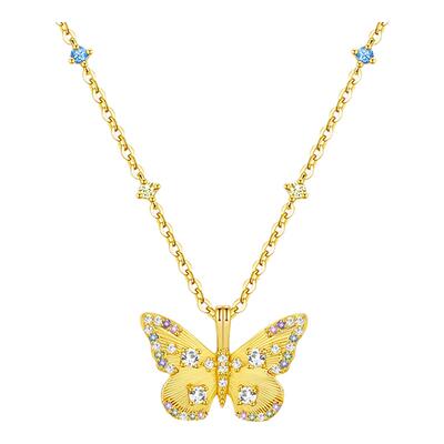 皇室花园飞舞蝴蝶纯银项链