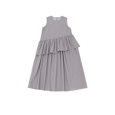 小小大星球溢彩紫条纹连衣裙