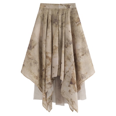 AZure晕染印花不规则抹胸半裙