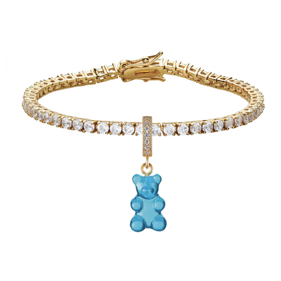 女闪满钻质感扣果汁熊ch手链闺蜜