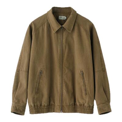 全棉厚珠帆面料做旧夹克