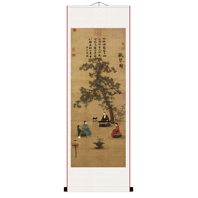 明朝字画唐伯虎客厅张大千品茶图