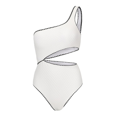 leflow菱形格肌理布连体泳衣